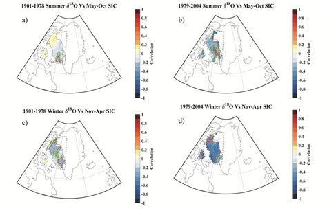 The spatial correlation map between NEEM seasonal δ O and SIC over Download Scientific