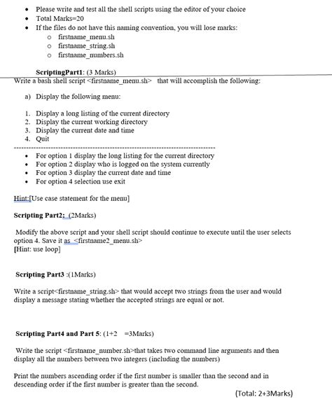 Solved Please Write And Test All The Shell Scripts Using Chegg