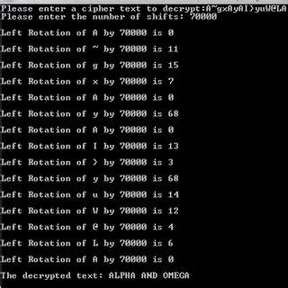 C Console Screen Showing A Plaintext After Cipher Text Was Provided Download Scientific