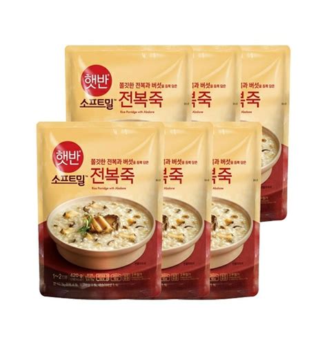 햇반 소프트밀 전복죽 420g X6개 티몬