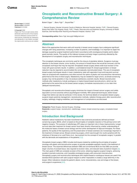 Oncoplastic And Reconstructive Breast Pdf Mastectomy Breast Cancer