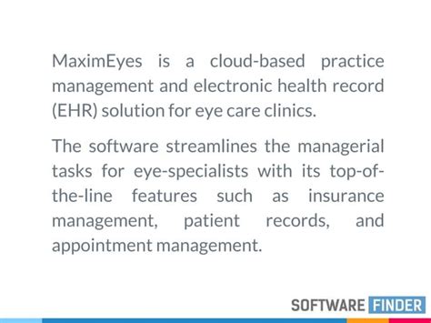 Maxim Eyes Software Finder Ppt