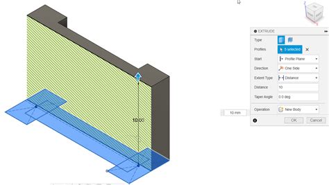 making an h shape with rectangles but fusion only extruding half the