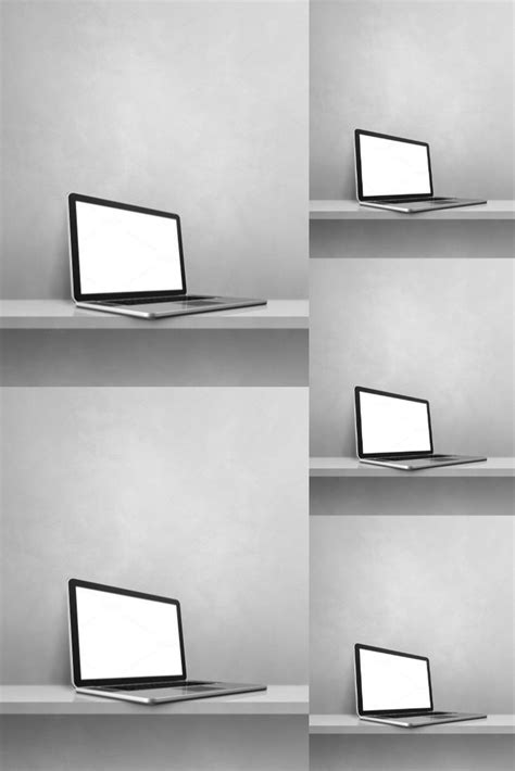 Laptop Computer On Grey Shelf