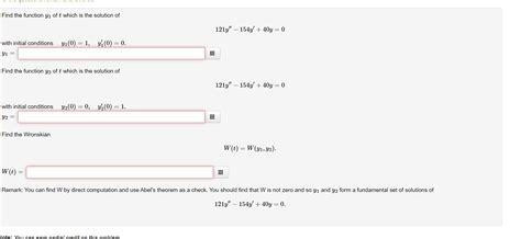find the function y1 of t which is the solution of