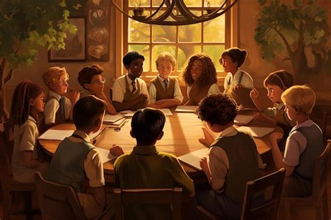 Premium Ai Image Vintageclassroomphilosophicaldebate