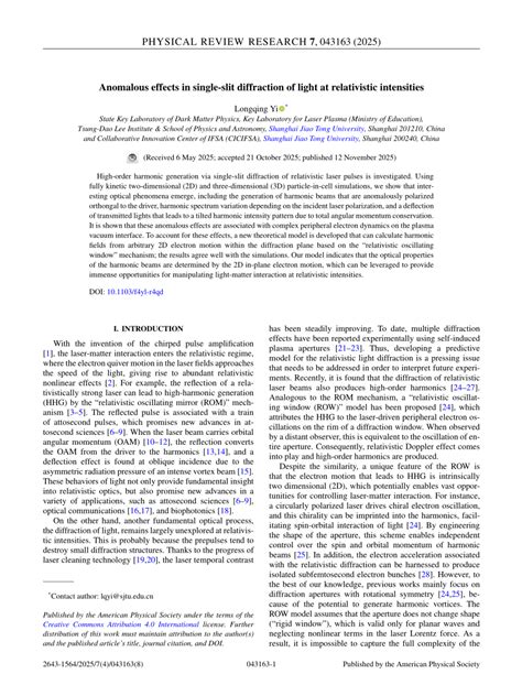 Pdf Anomalous Effects In Single Slit Diffraction Of Light At Relativistic Intensities