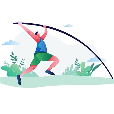 남자 장대 높이뛰기 벡터 일러스트 레이 션 프리미엄 벡터