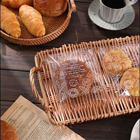 100pcs Bread Plastic Bag Packaging Bread Cookies Candy Pastry Bags