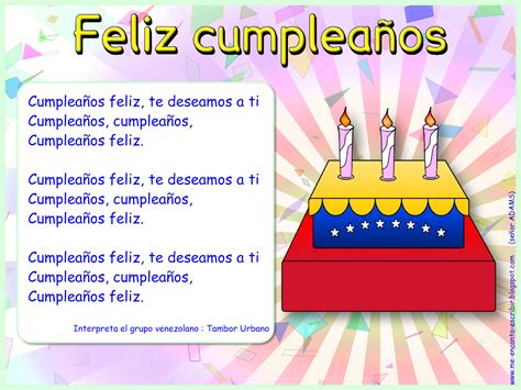 Me encanta escribir en español Canción Feliz Cumpleaños
