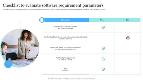 Checklist To Evaluate Software Requirement Parameters Demonstration PDF