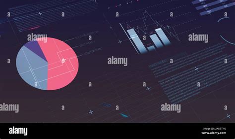 Image Of Statistical Data Processing Against Blue Background Stock