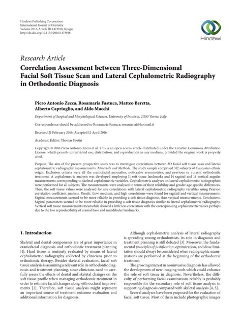 Pdf Correlation Assessment Between Three Dimensional Facial Soft