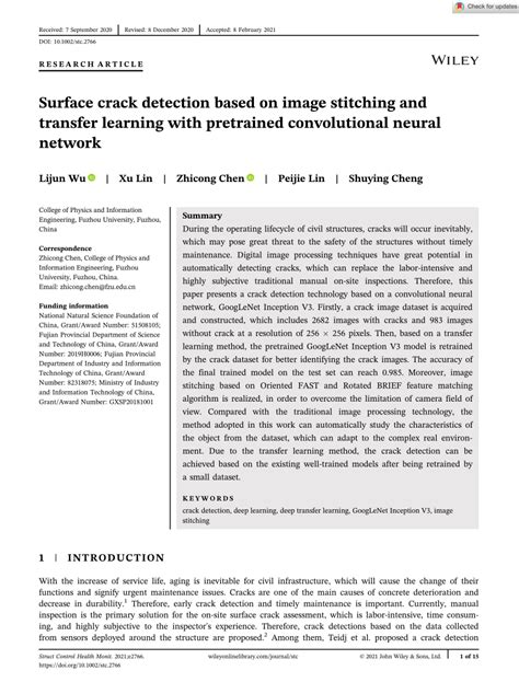 Pdf Surface Crack Detection Based On Image Stitching And Transfer