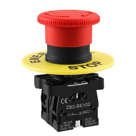 Baomain 22mm Push Button Switch 2nc Nc Red Mushroom Emergency Stop 60