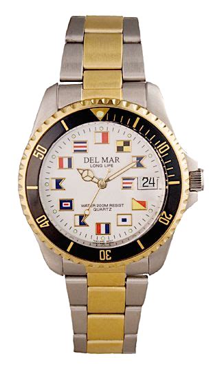 Mens Two Tone Classic Nautical Flag Watch