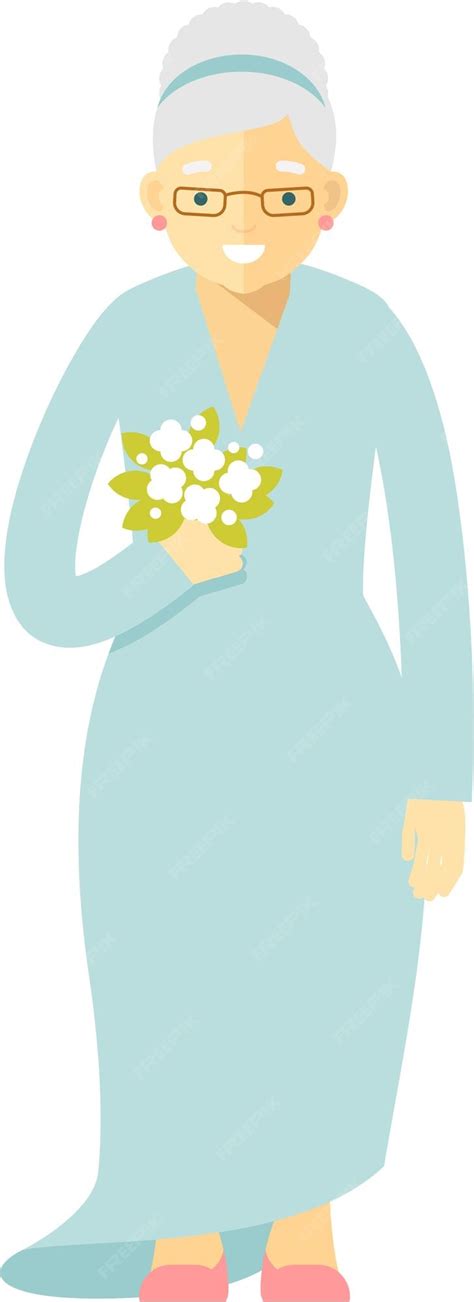 Premium Vector Elderly Senior Woman In Wedding Dress