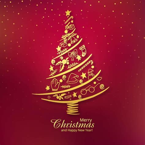 Joyeux Noël Carte Darbre Doré Arrière Plan Des Vacances Vecteur Gratuite