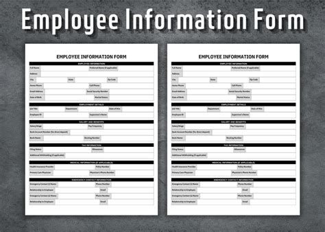 Employee Information Form Printable New Hire Template Hr Template