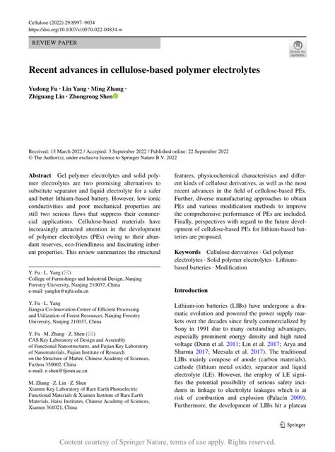 Recent Advances In Cellulose Based Polymer Electrolytes