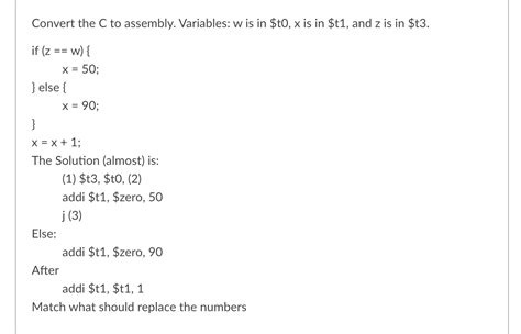 Solved Convert The C To Assembly Variables W Is In T X Chegg