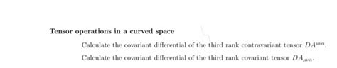 solved tensor operations in a curved space calculate the