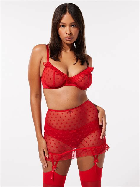 Ruffle Luv Embroidered Unlined Demi Bra In Red Savage X Fenty Netherlands