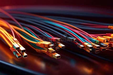 Glowing Colorful Data Communication Cables Ict Wires For Technology