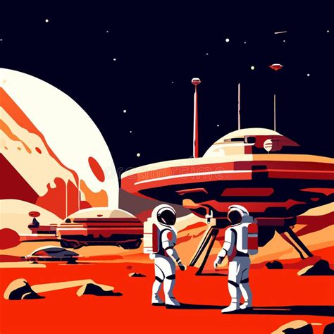 Astronaut And Flying Saucer In Outer Space Vector Illustration Generative Ai Stock Vector