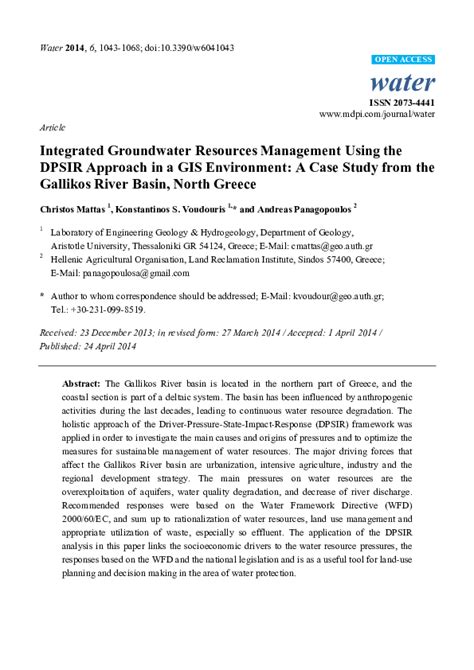 pdf integrated groundwater resources management spatially nested
