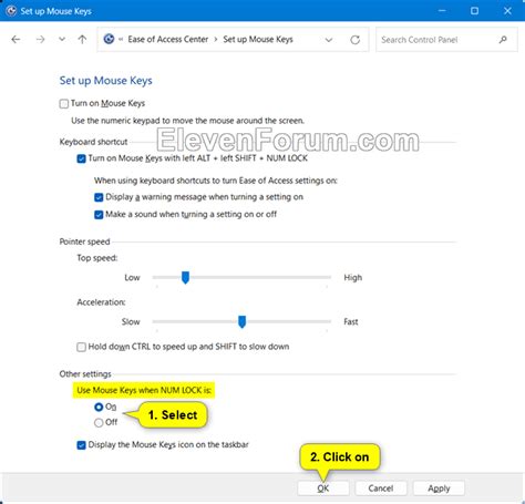 Enable Or Disable Only Use Mouse Keys When Num Lock Is On In Windows 11