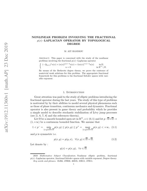 Pdf Nonlinear Problem Involving The Fractional Px Laplacian Operator By Topological Degree