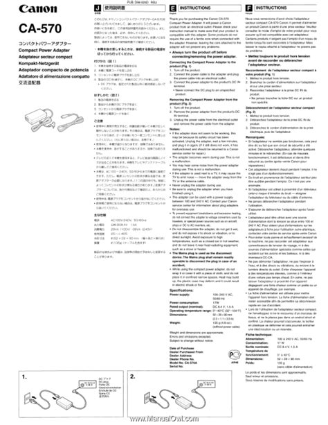 Canon CA-570 | Instruction Manual