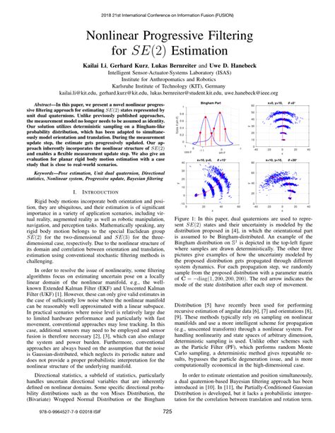 Pdf Nonlinear Progressive Filtering For Se 2 Estimation