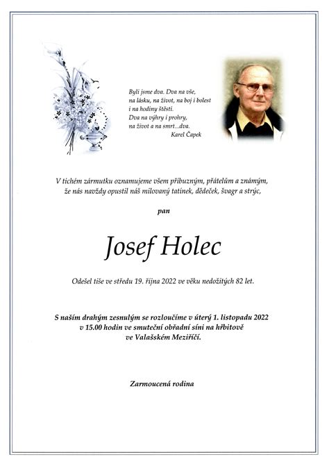 Pan Josef Holec Smutecnioznamenieu