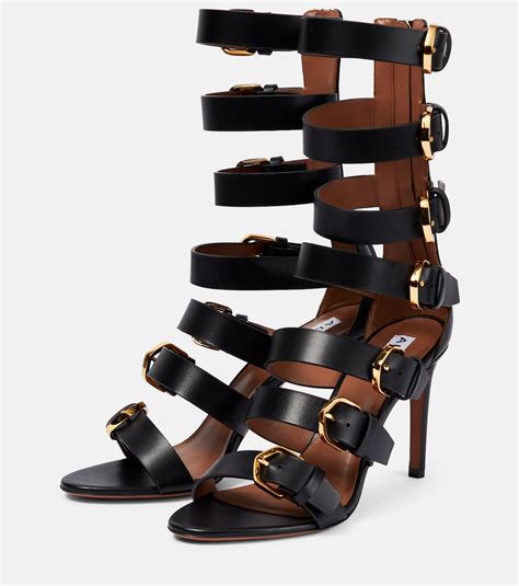 Sandalen Aus Leder In Schwarz Alaia Mytheresa