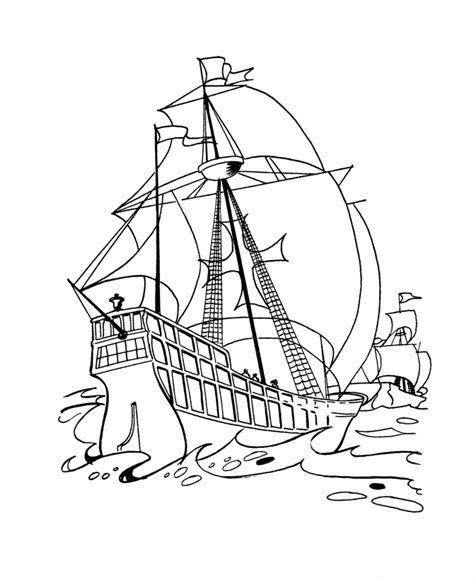 BlueBonkers Columbus Day Coloring pages Santa María was the largest ship