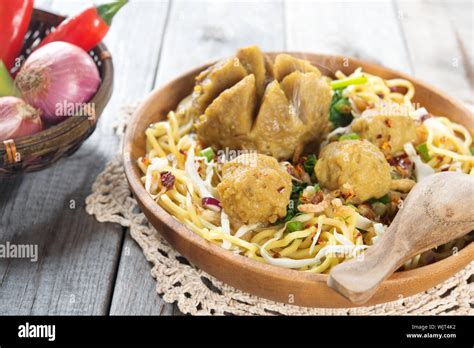 Indonesian Meatball Noodles Or Mee Bakso Popular Indonesian Street