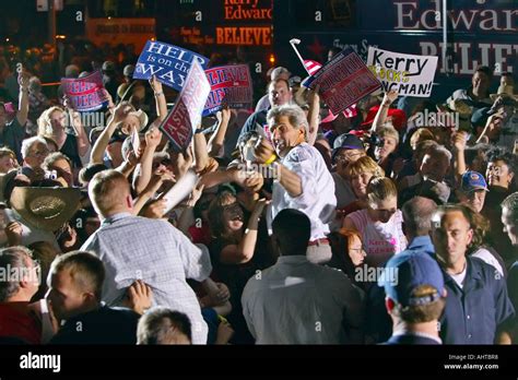 Senator John Kerry Interacting With Crowd At Outdoor Kerry Campaign Rally Kingman Az Stock Photo