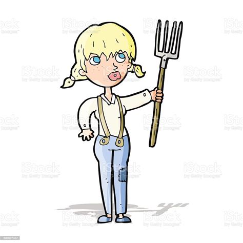 말풍선이 있는 Farmer 여자아이 낙서 드로잉에 대한 스톡 벡터 아트 및 기타 이미지 낙서 드로잉 농부 명랑한 Istock