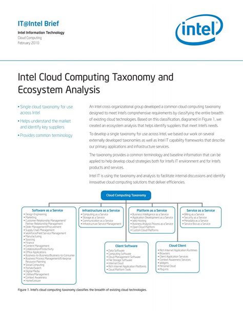 Intel Cloud Computing Taxonomy And Ecosystem Analysis