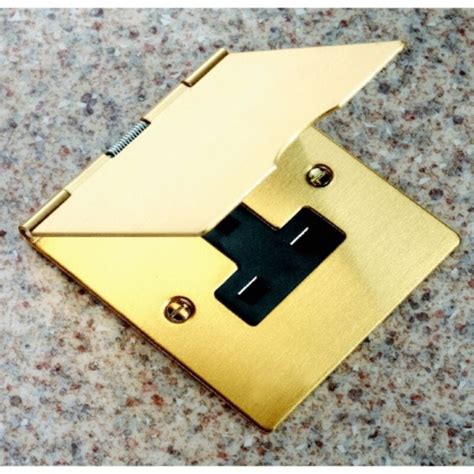 Satin Brass 1 Gang 13a Unswitched Floor Socket