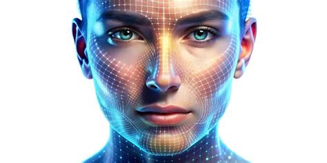 3d Digital Human Face With Glowing Holographic Overlay Concept As A