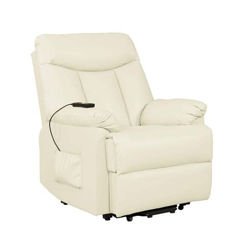 Domesis Renu Leather Wall Hugger Power Lift Chair Recliner Cream