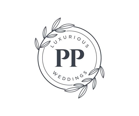 Pp Initials Letter Wedding Monogram Logos Template Hand Drawn Modern Minimalistic And Floral