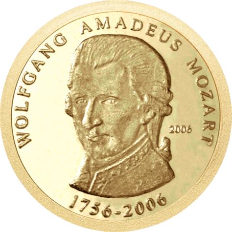 2006 Mozart 250th Anniversary Togo 1500 Francs Gold Coin Florinus Lv