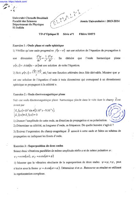 tp examens exercices optique physique pdf sciences de la matière