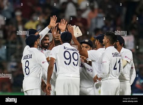 Indian Players Celebrate The Dismissal Of Sri Lankas Dhananjaya De