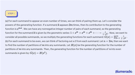 Solvedfind The Generating Function For The Number Of Partitions Of The
