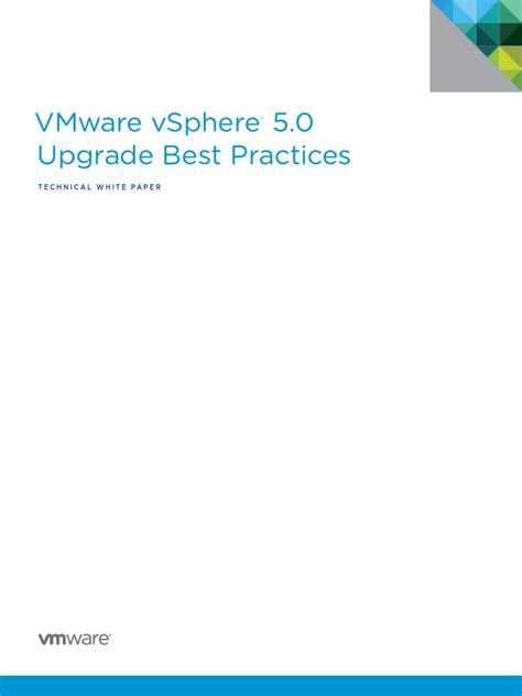 Pdf Vmware Vsphere 50 Upgrade Best Practices Technical White Paper